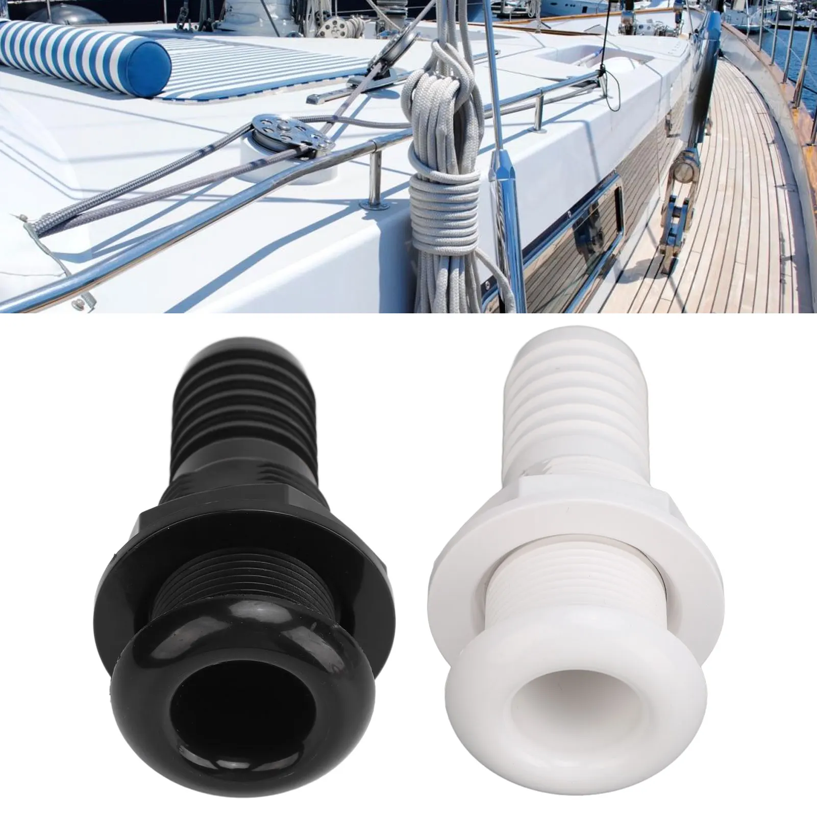 Boat Through Hull Connector 29mm Outlet Smooth Drainage Straight Drain ...