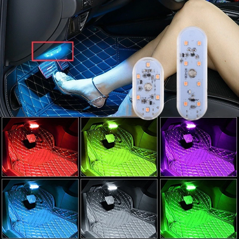 1x Rgb Led Car Interior Atmosphere Light Usb Rechargeable Finger Touch ...