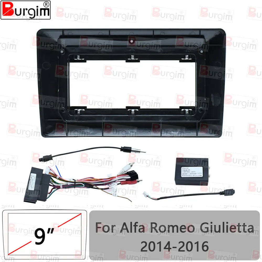 Car Radio Fascias Frame For Alfa Romeo Giulietta 2014-2016 9 inch 2DIN Stereo Panel Harness ...
