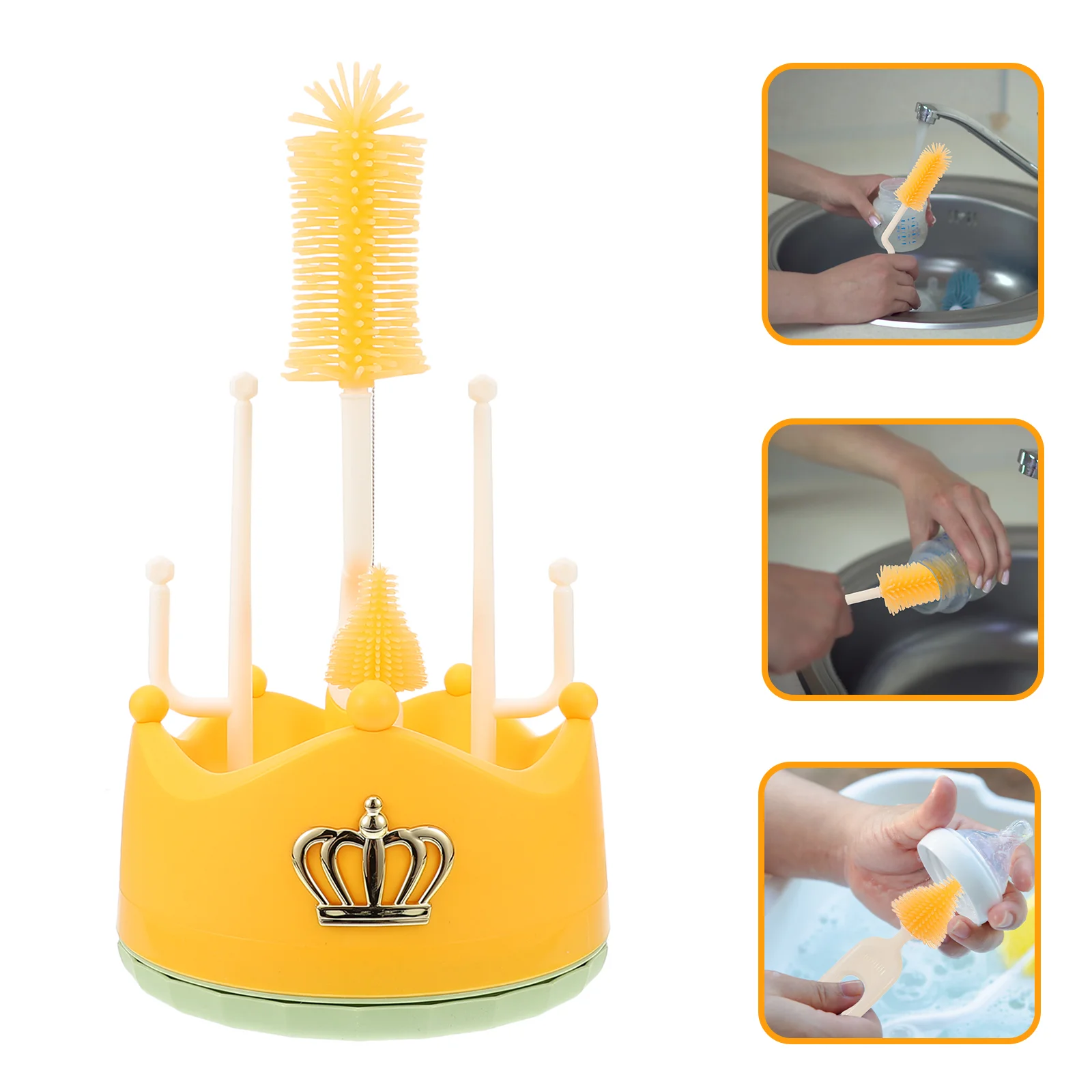 Bottle-Cleaning-Scrub-Brush-Rotating-Vertical-Baby-Drying-Rack-Portable ...