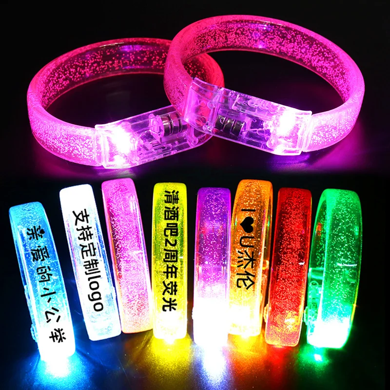 20-50-80Pcs-LED-Bracelets-Personalized-Customized-Logo-Glow-Wristband ...