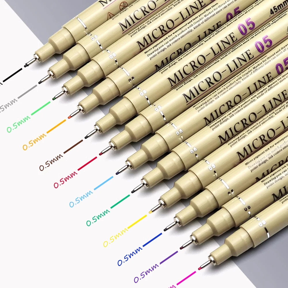1pcs Colors Micron Line Fineliner Drawing Pen Set 05mm Fine Point Pen ...