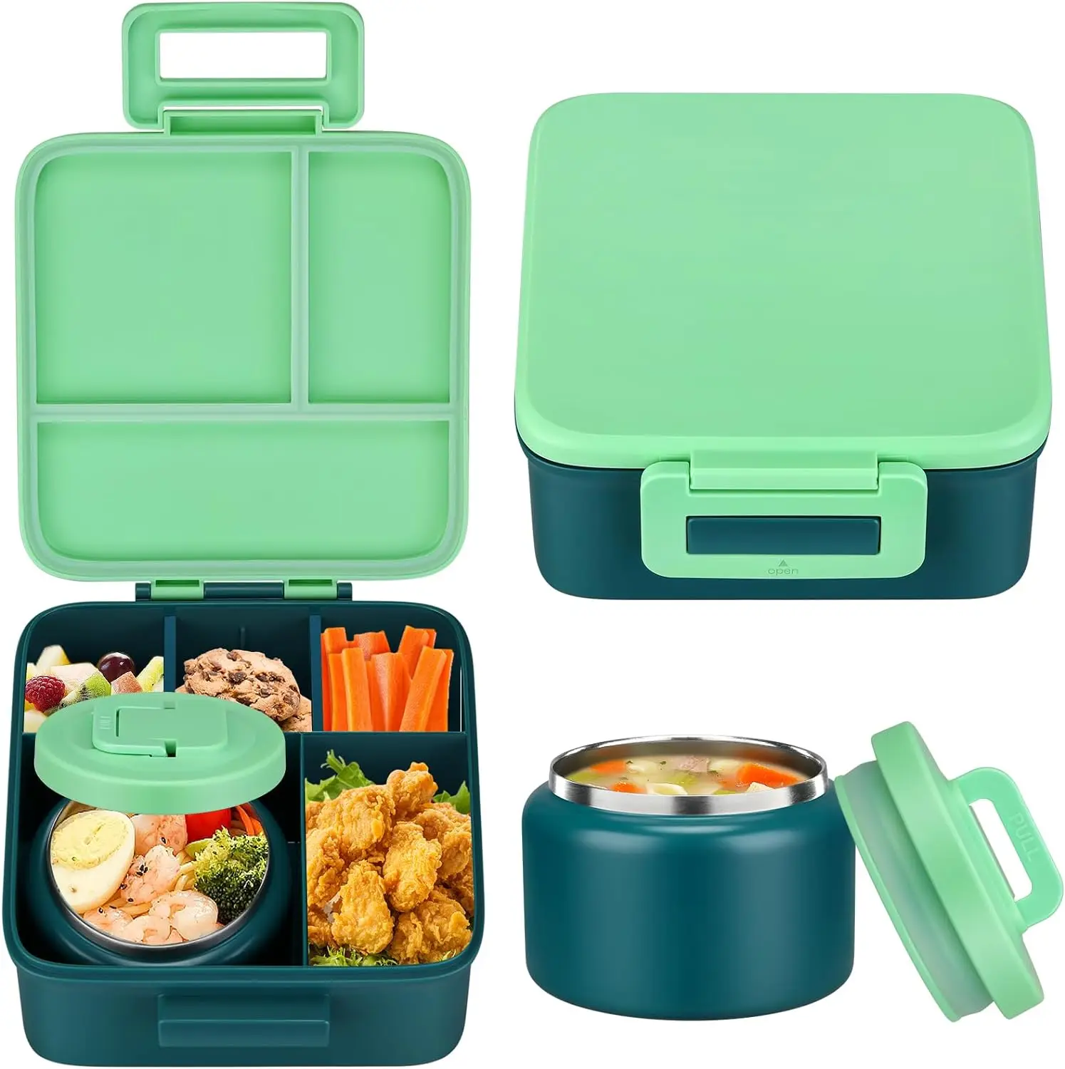 Bento Lunch Box With 8oz Stainless Steel Insulated Vaccum Food Jar ...