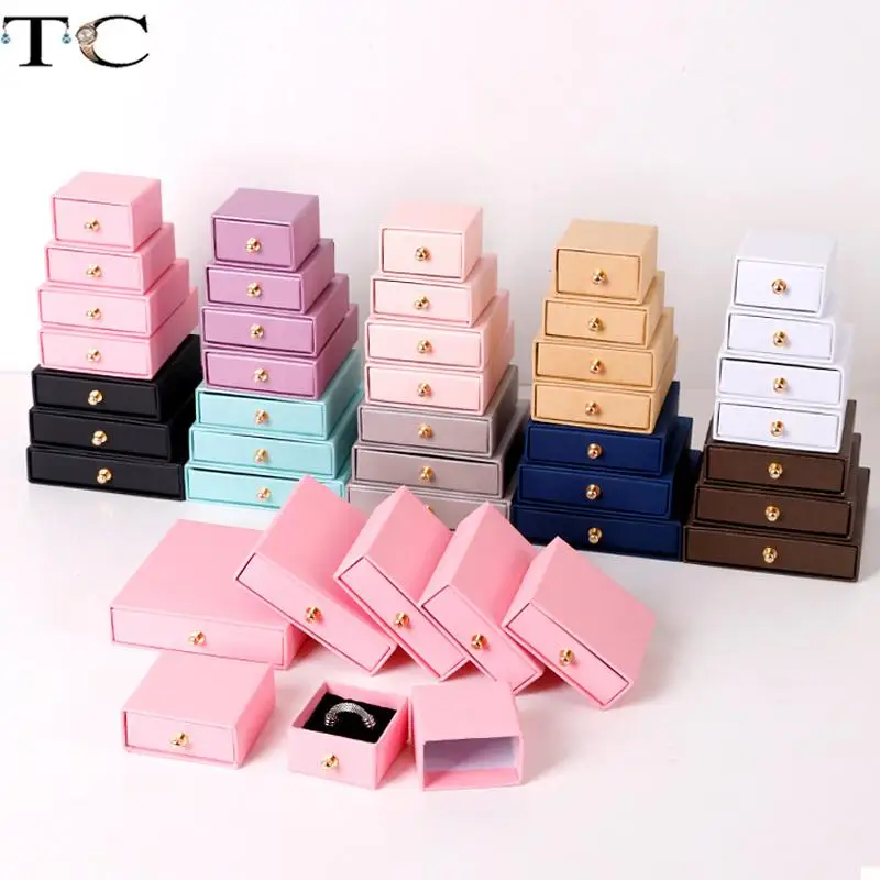 Kraft Paper Jewelry Storage Box | Drawer Jewelry Packaging Box ...