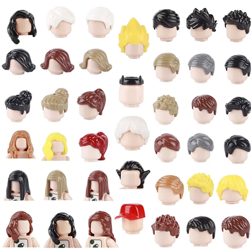 Cidade-Figuras-Hair-Headwear-Blocos-de-Constru-o-MOC-Penteado-Partes-do ...