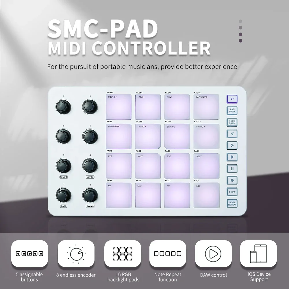 M-Vave-SMC-PAD-LaunchPad-design-port-til-controlador-MIDI-sem-fio ...