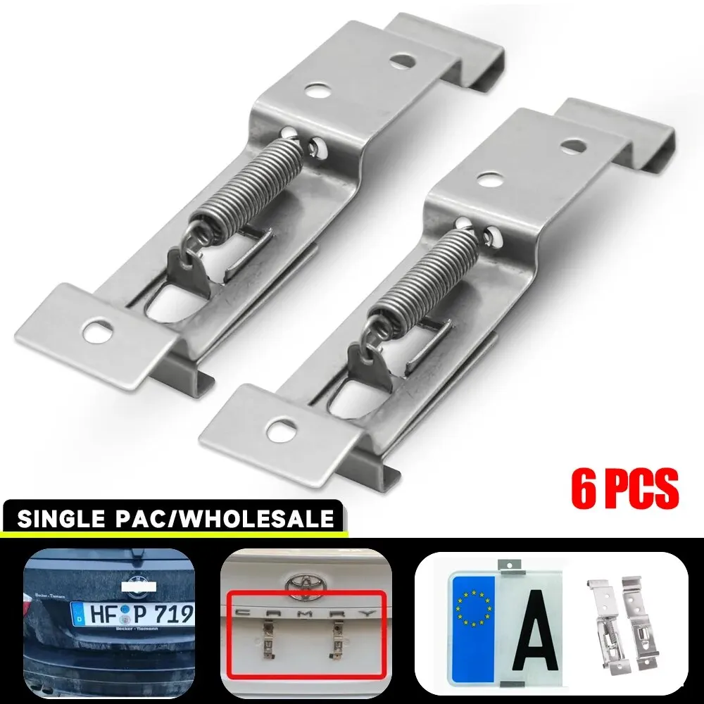 6-PCS-Rectangular-Car-License-Plate-Spring-Loaded-Stainless-Steel ...