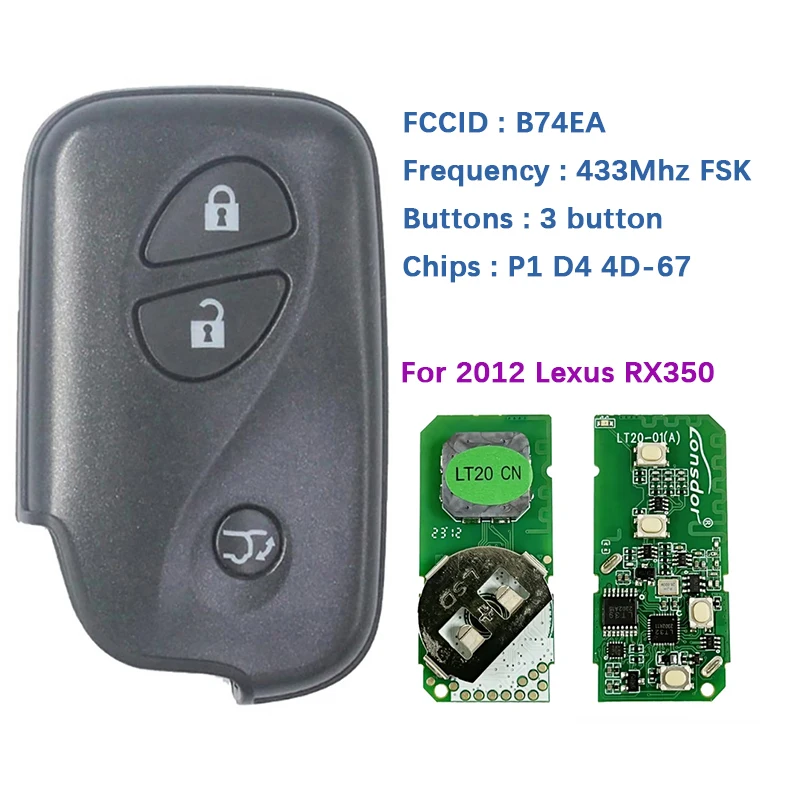 CN052039-Aftermarket-3-Button-Smart-Key-For-Lexus-RX350-2012-Remote ...