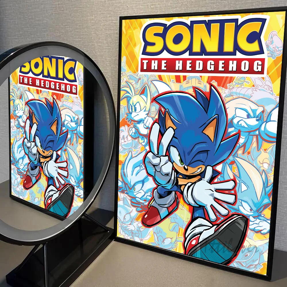 Póster de dibujos animados de Sonic, videojuegos de anime clásicos ...