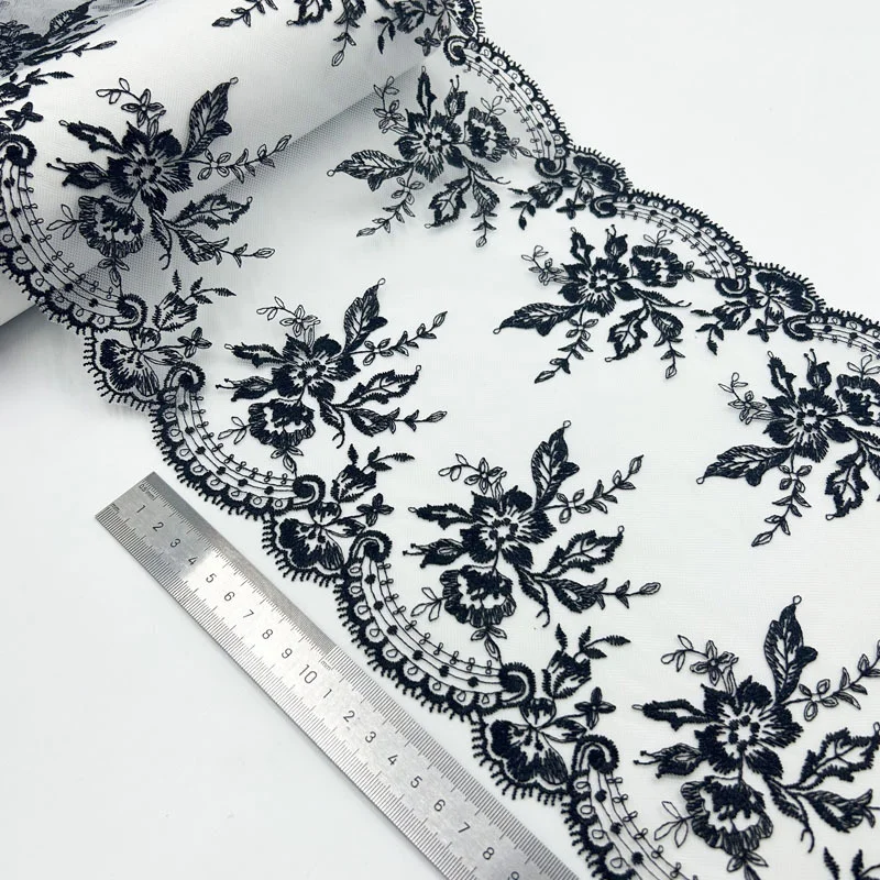 1-Yards-Bilateral-Black-Flowers-Embroidery-Lace-Fabric-Lace-Trims ...