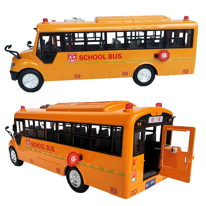 4 Styles Inertial School Bus Model Toys Acousto Optic Vehicle Music ...