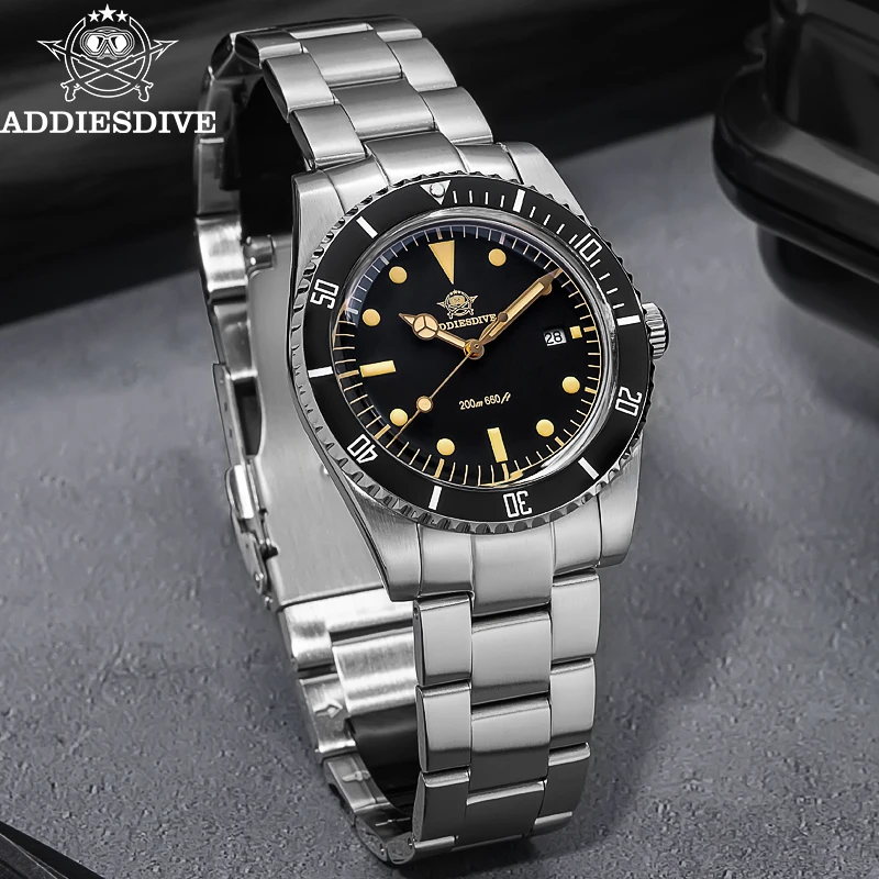ADDIESDIVE 새로운 남성용 시계 새로운 쿼츠 시계 세라믹 베젤 다이빙 시계 200 미터 빛나는 41mm 자동 날짜 다이버 ...