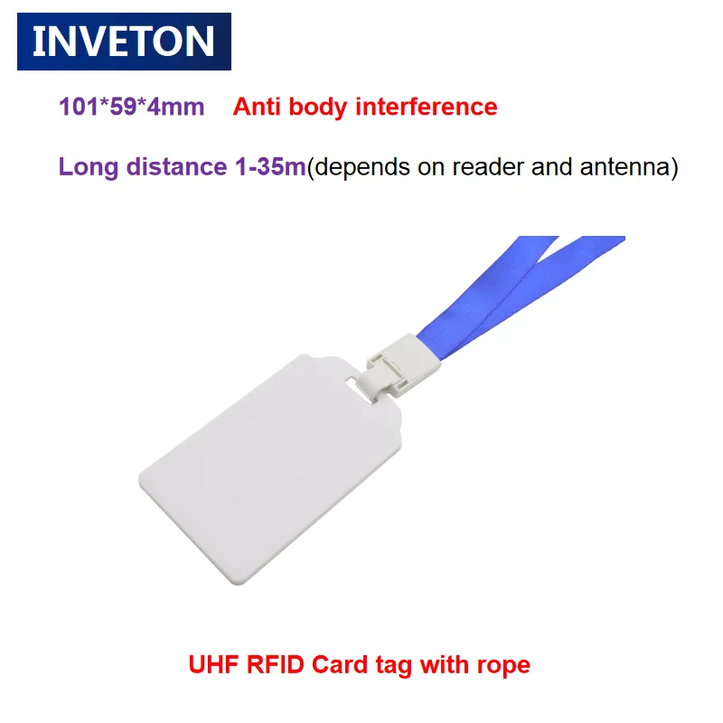 Long Range Anti Body Interference RFID UHF White Card Tag ABS with Rope ...