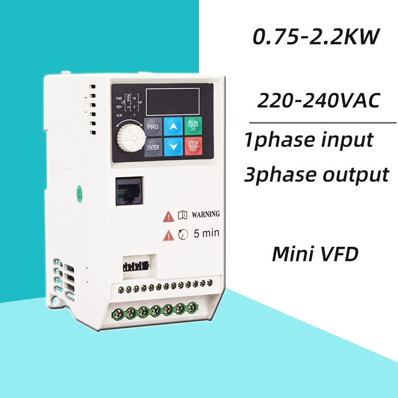 Pump VFD 1 Phase 220V 0.75/1.5/2.2KW 1/2/3/5/7HP VFD Variable Frequency ...