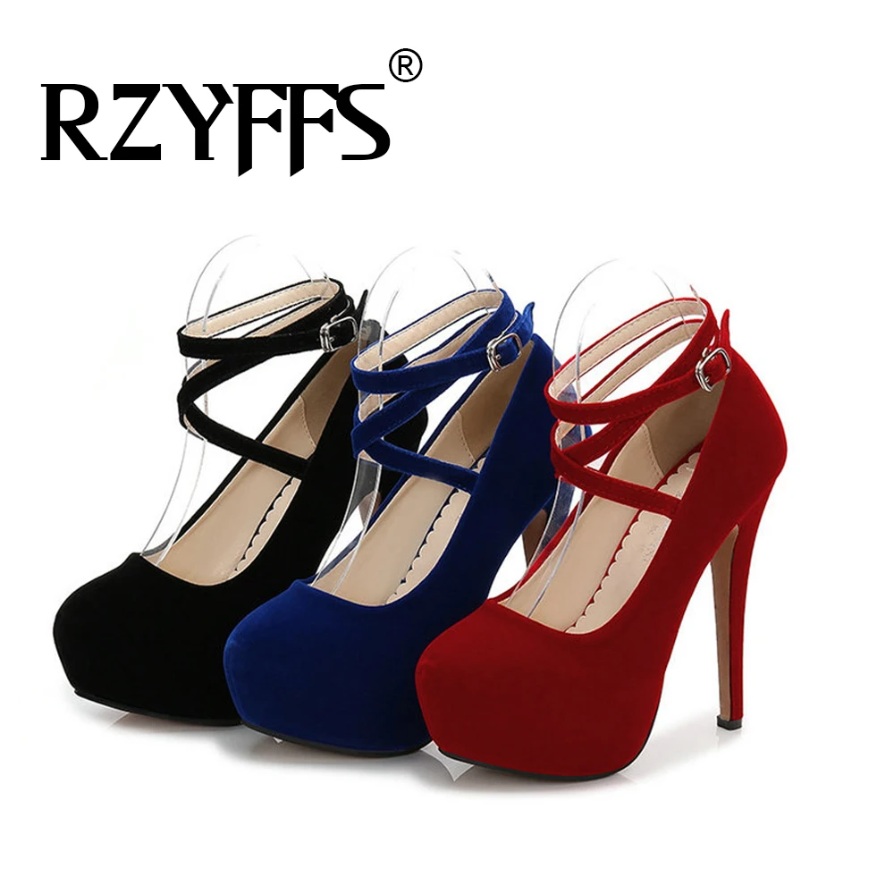 Women-Pumps-High-Heel-14cm-Model-Catwalk-Thin-Heel-Platform-4cm-Round ...