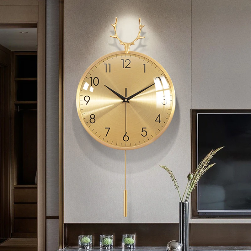 Brass-Wall-Clock-Aesthetic-Copper-Deer-Living-Dining-Room-Restaurant ...