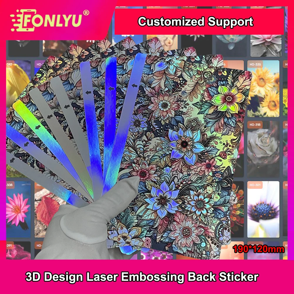 FONLYU 3D Design Laser Embossing Back Glass Cover Film Phone Skin ...