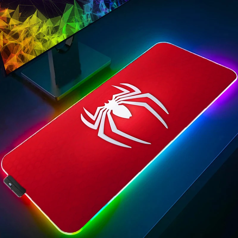 Marvel Spider Man Large RGB Mouse Pad xxl Gaming Mousepad LED Mause Pad ...