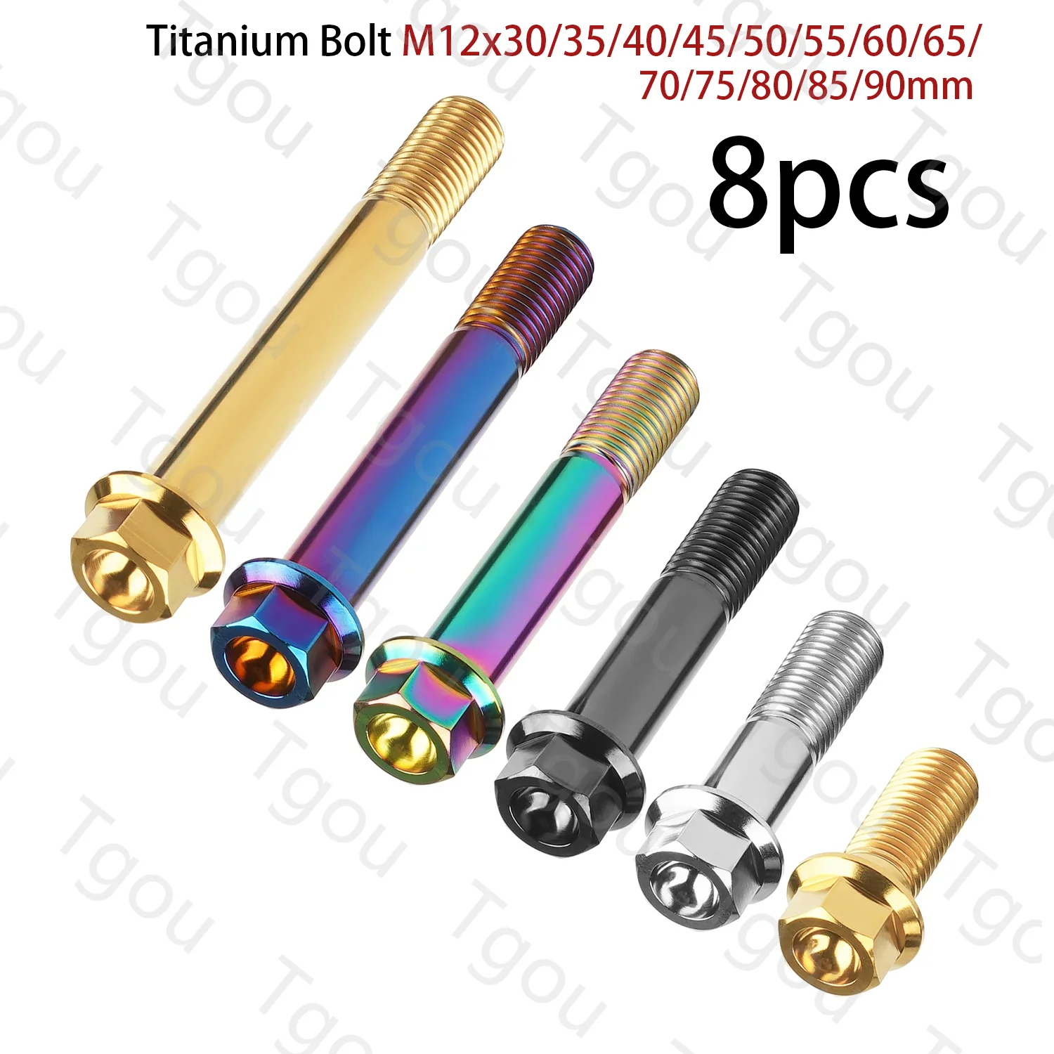 Tgou-Titanium-Bolts-M12x30-90mm-Flange-Pitch-1-25-1-5-Head-Hexagon-Head ...