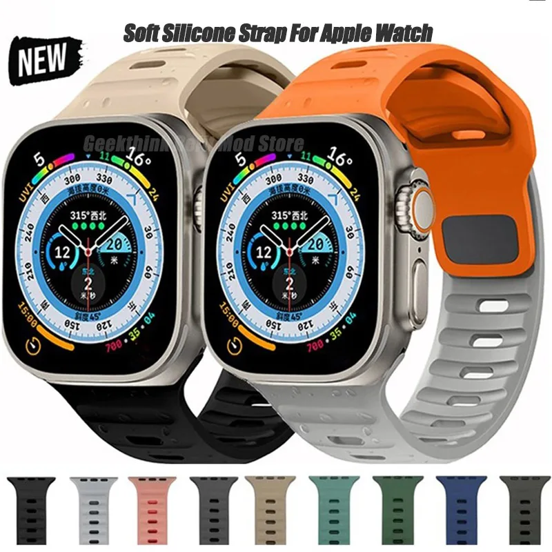 Luminous Soft Silicone Watch Strap Bracelet for 42mm 44mm 45mm 49mm ...