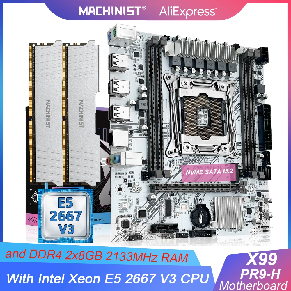 MACHINIST X99 PR9-H Placa-mãe LGA 2011-3 combo Intel Xeon E5 2667 V3 ...