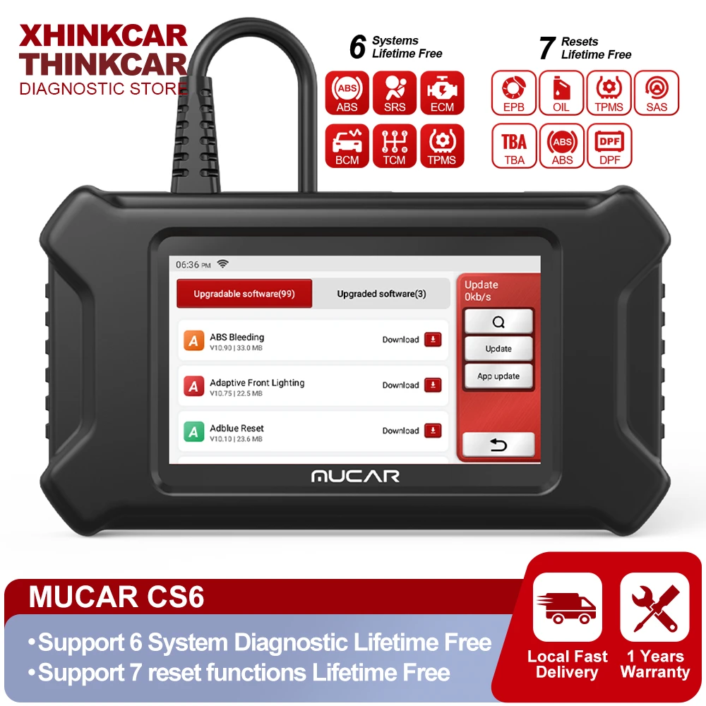MUCAR CS6 Professional Obd2 Scanner Oil EPB SAS TBA TPMS ABS Reset 6 ...