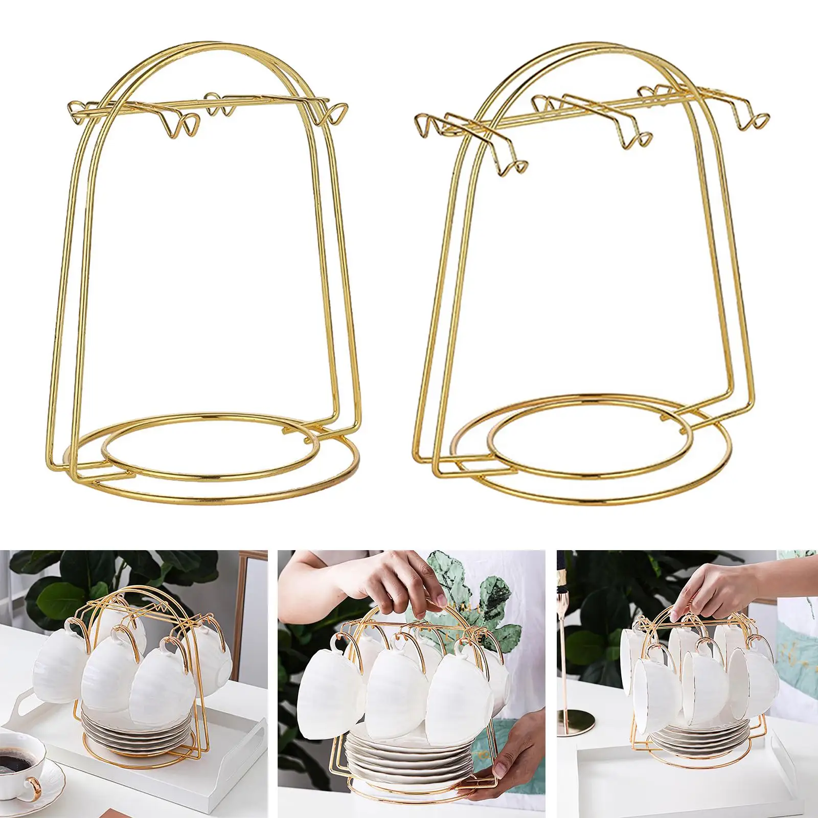 Metal-Tea-Cup-and-Saucer-Display-Rack-with-Hook-Durable-Cup-Holder-Cup ...