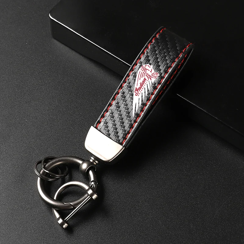 NEW-Motorcycle-Carbon-Fiber-Leather-Keychain-Horseshoe-Buckle-Jewelry ...