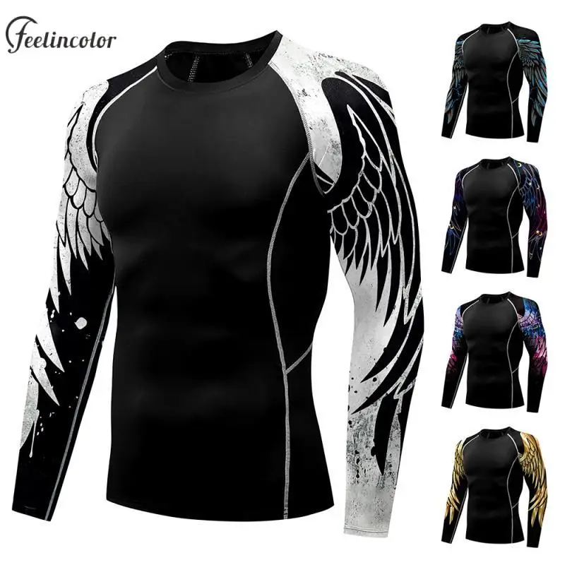 Compression Shirt for Men Wing Graphics T-shirts Long Sleeve Gym ...