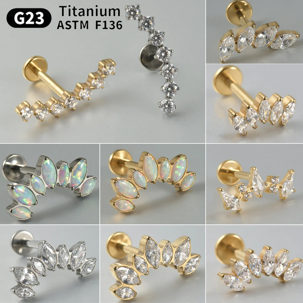 1PC-Zircon-Opal-G23-Solid-Titanium-Cartilage-Earrings-Stud-16G ...