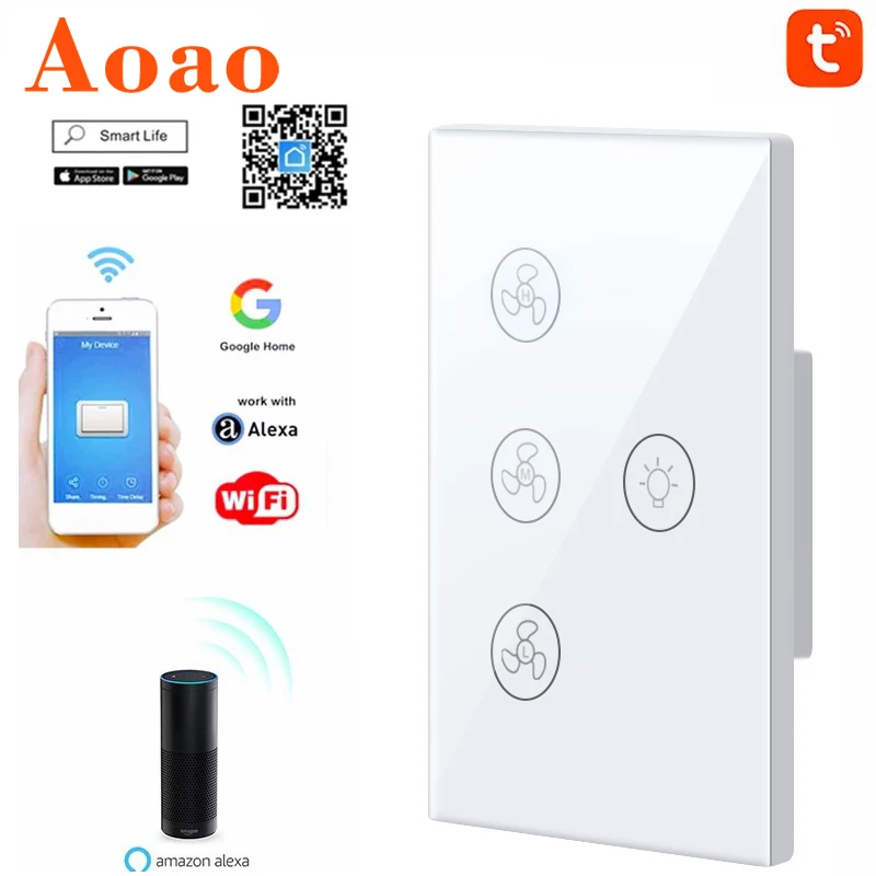 smart fan switch tuya APP wifi connectioncontrol Alexa and Google ...