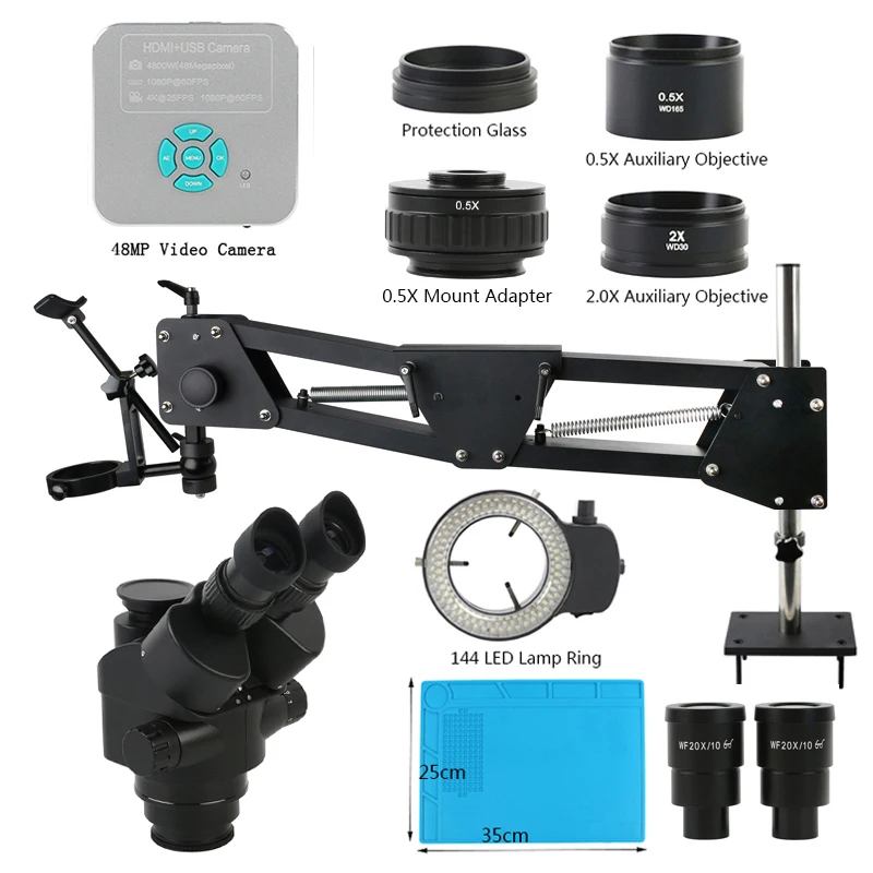 3.5x-90x 180x Trinocular Stereo Microscope Optical Magnifier 36mp 4k ...