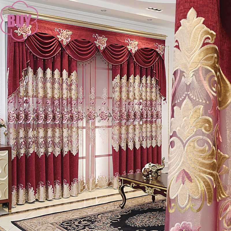 European Style Curtains for Living Dining Room Bedroom Light Luxury ...