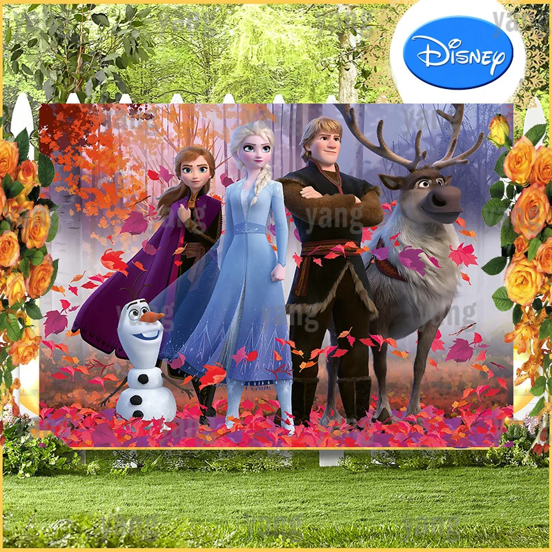 Disney-Cartoon-Sven-Olaf-Red-Leaves-Frozen-Princess-Elsa-Anna-Birthday ...