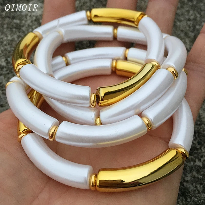Imitation Pearl 4 Pieces Set Bangles For Women High-end Elastic Stretch ...