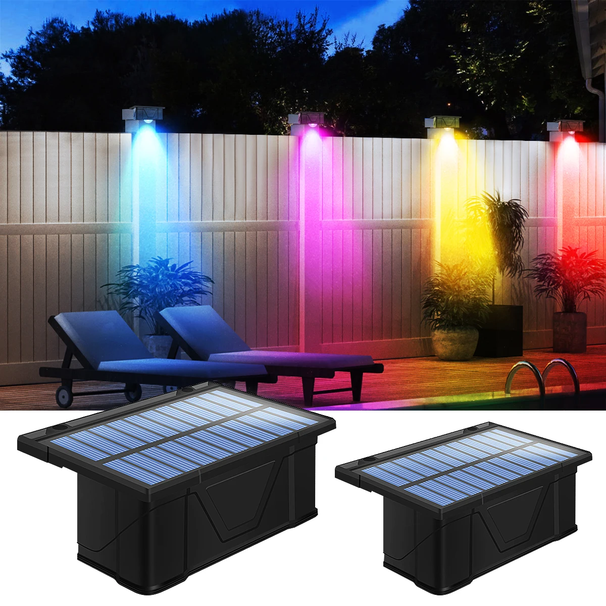 Solar-Deck-Lights-RGB-Color-Golden-Yellow-Convex-Lens-Design-Outdoor ...
