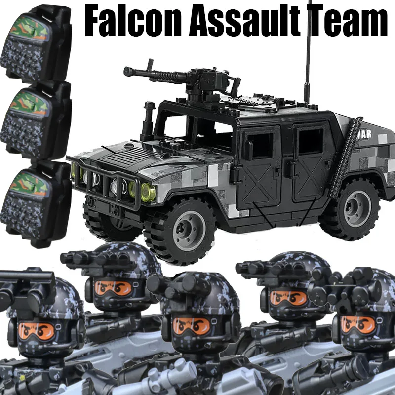 MOC-City-Military-Falcon-Assault-Team-Figures-Building-Blocks-Army-SWAT ...