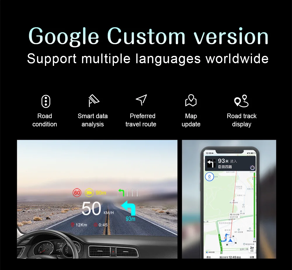 HUD C1-Affichage tête haute de navigation GPS OBD2 +, Projection de ...