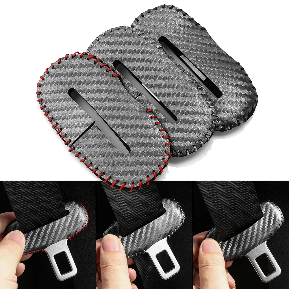Carbon-Fiber-Universal-Car-Seat-Belt-Buckle-Clip-Protector-leather ...