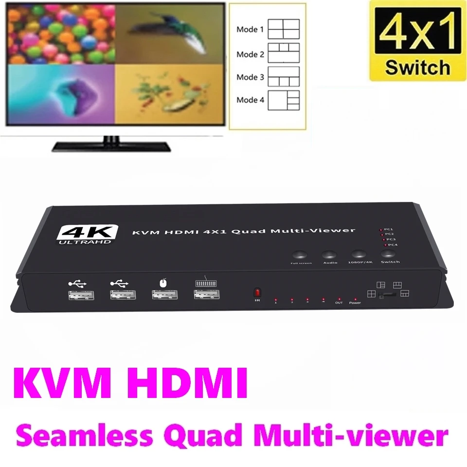 4K-HDMI-KVM-Switch-4x1-Quad-Multi-Viewer-4-in-1-Out-KVM-HDMI-Processor ...