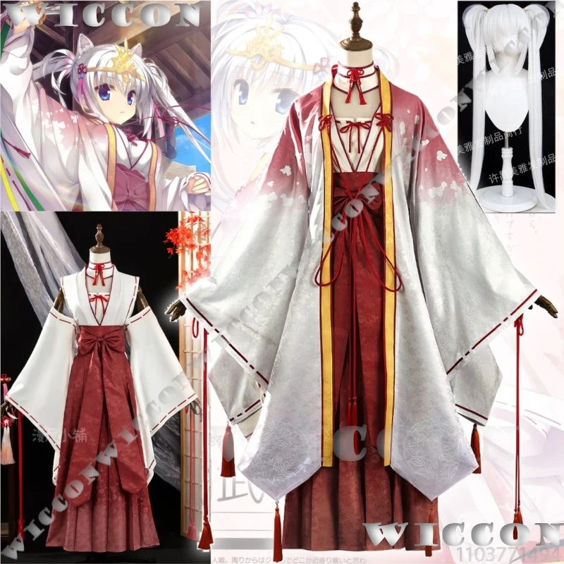 Tomotake Yoshino Galgame Senren * bavan Cosplay Costume argent perruque ...
