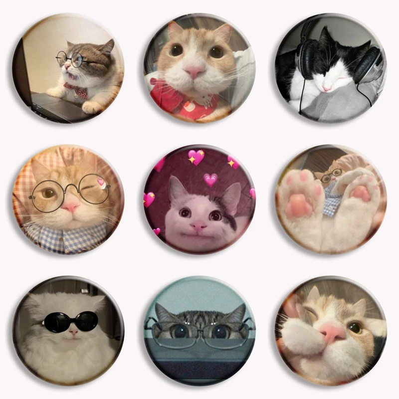 31Style-New-Funny-Cat-Meme-Button-Brooch-Pin-Customize-Creative-Badge ...