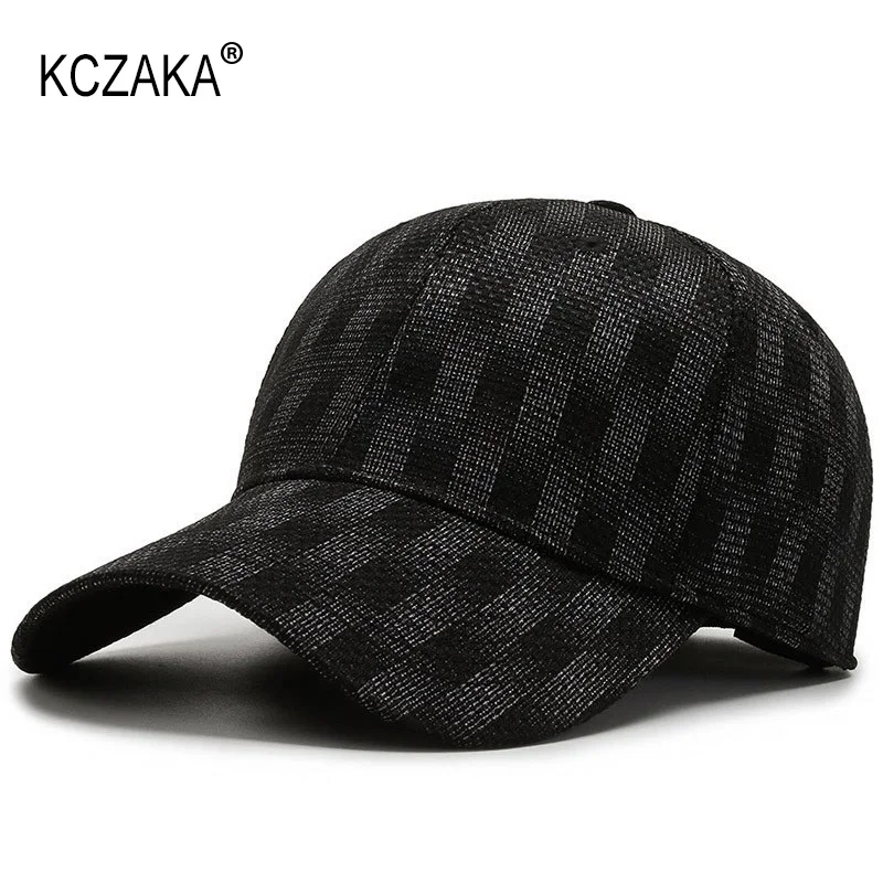 Men-s-Full-Closed-Baseball-Caps-Casual-Plaid-Polyester-Snapback-Caps ...