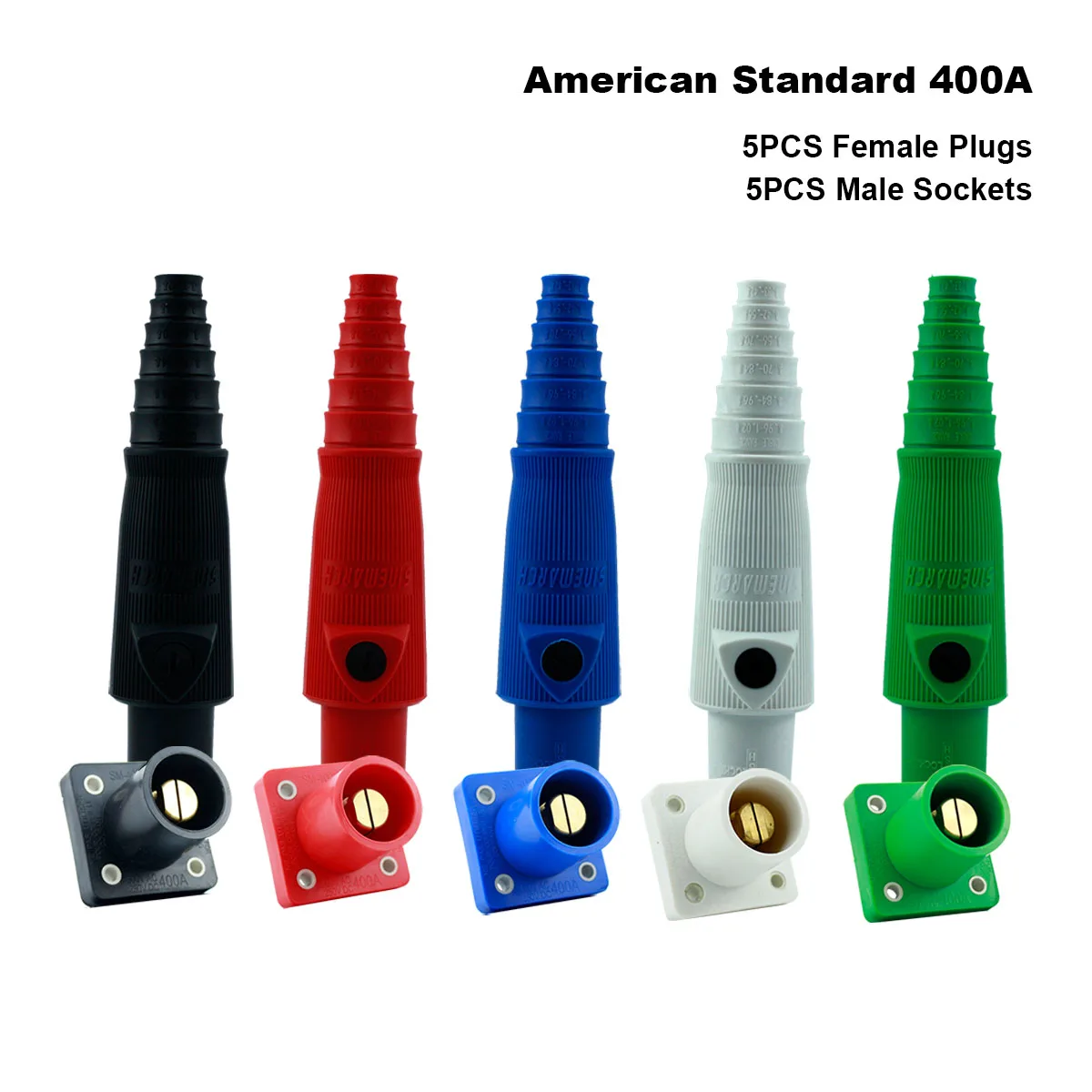 10PCS R-LOK Female Inline Plugs Panel Mount Male Sockets 400 Amp Single ...