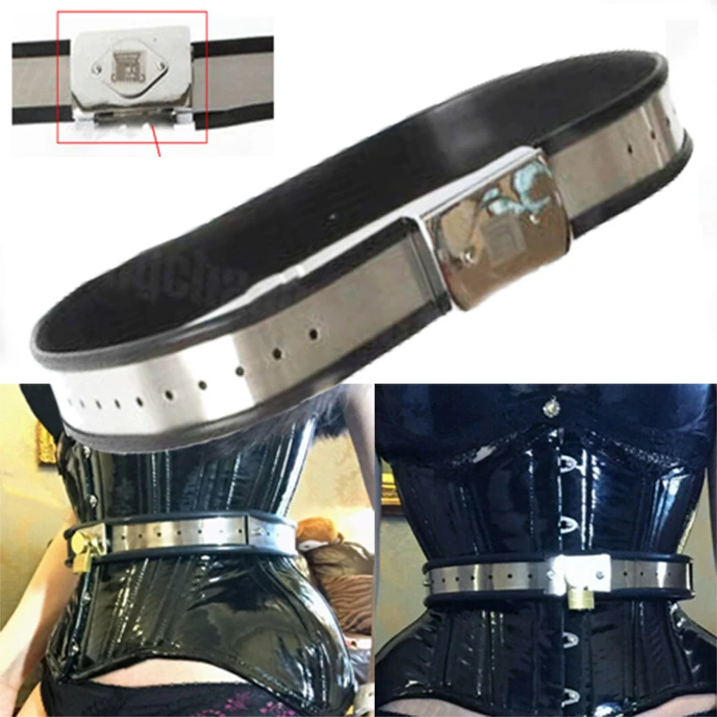 Locking Waistband Adjustable Stainless Steel+Silicone Chastity Belt ...