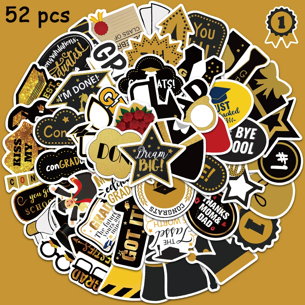 52pcs-Graduation-Season-Bachelor-s-Cap-Stickers-Waterproof-PVC-Laptop ...
