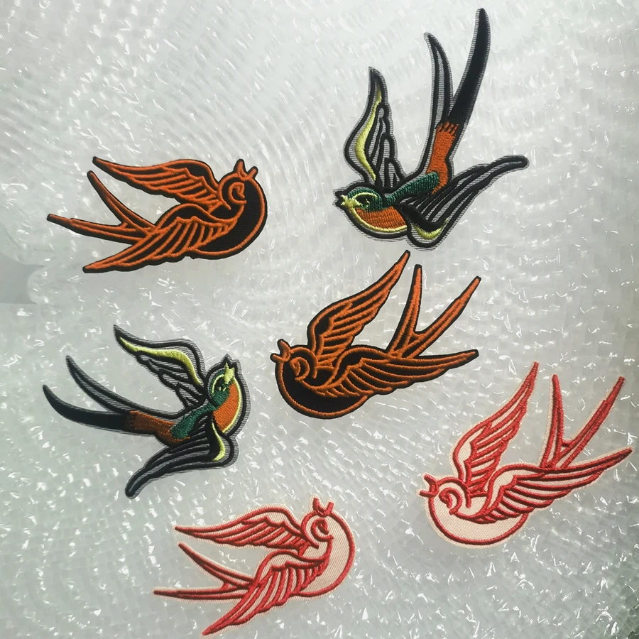 1-Pair-New-Colorful-Swallow-Patch-Bird-Tattoo-Sparrow-Embroidered-Iron ...