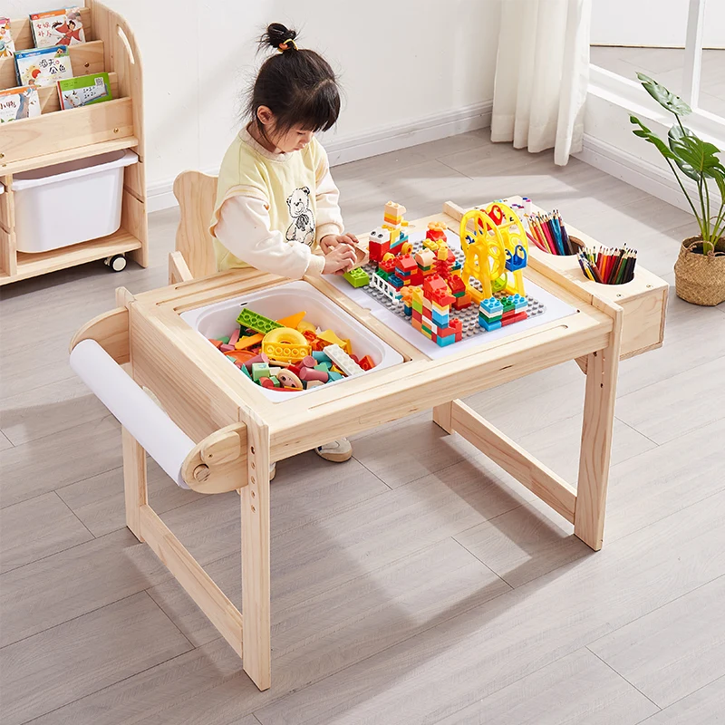 Children-s-Game-Table-Multifunctional-Solid-Wood-Peanut-Table-Learning ...
