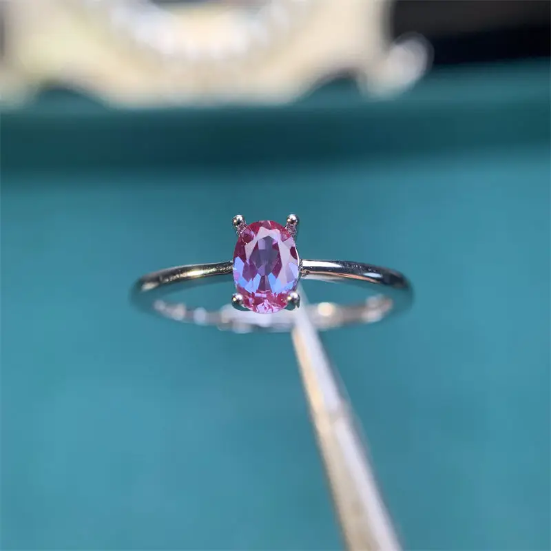 LAB-Alexander-Gemstone-4x6mm-Ring-for-Women-Solid-925-Sterling-Silver ...
