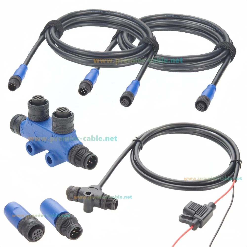 NMEA 2000 Starter Kit Marine Backbone Drop Cable 2 Port Tee Connector ...